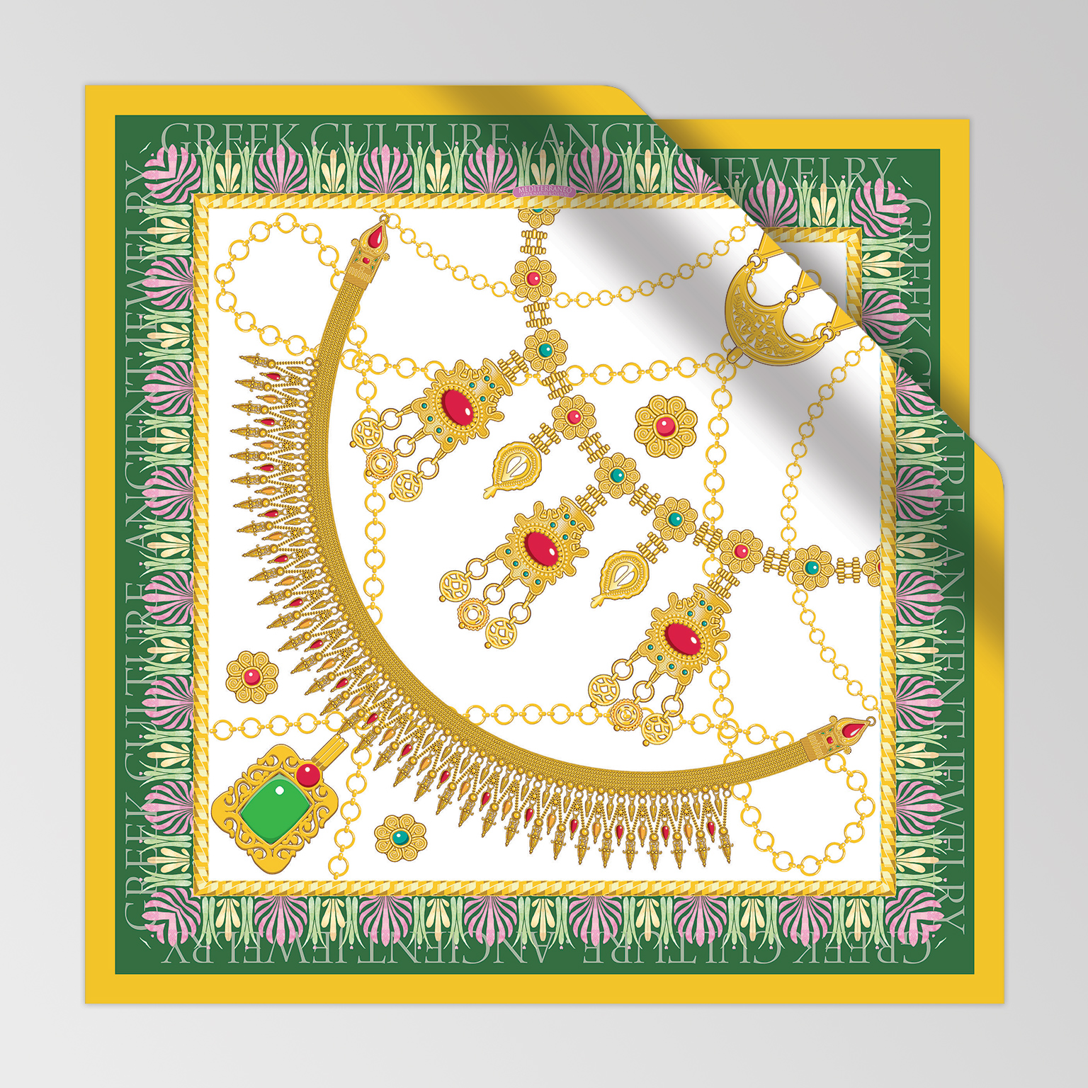Chiffon Scarf with the Greek treasures print | Mediterraneo