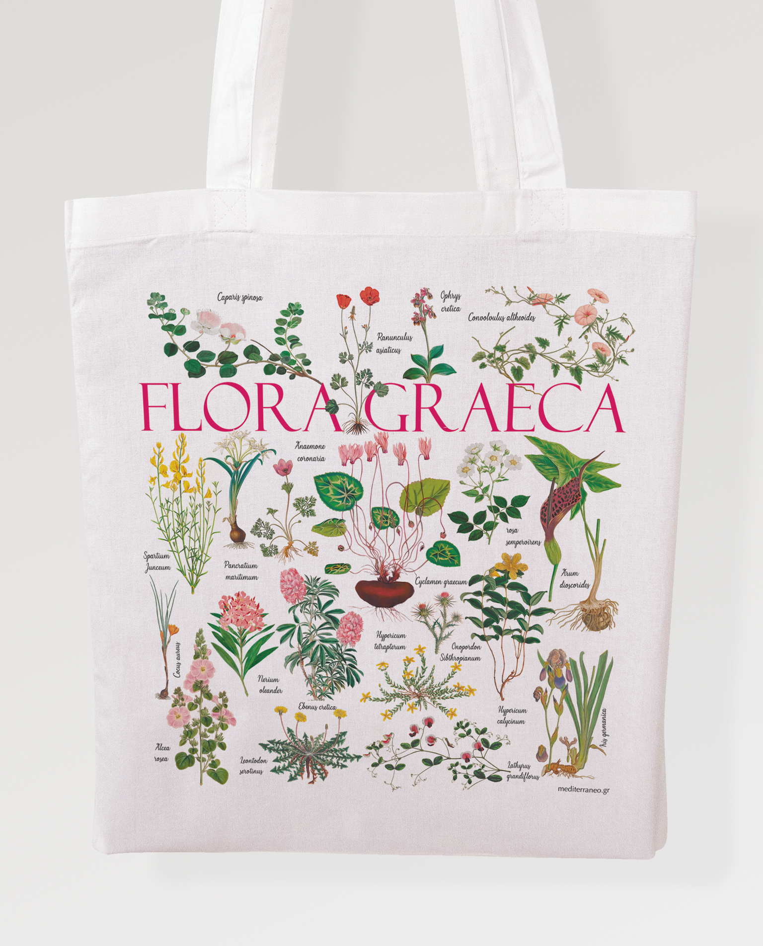 Cotton bag with Flora Graeca print by Mediterraneo