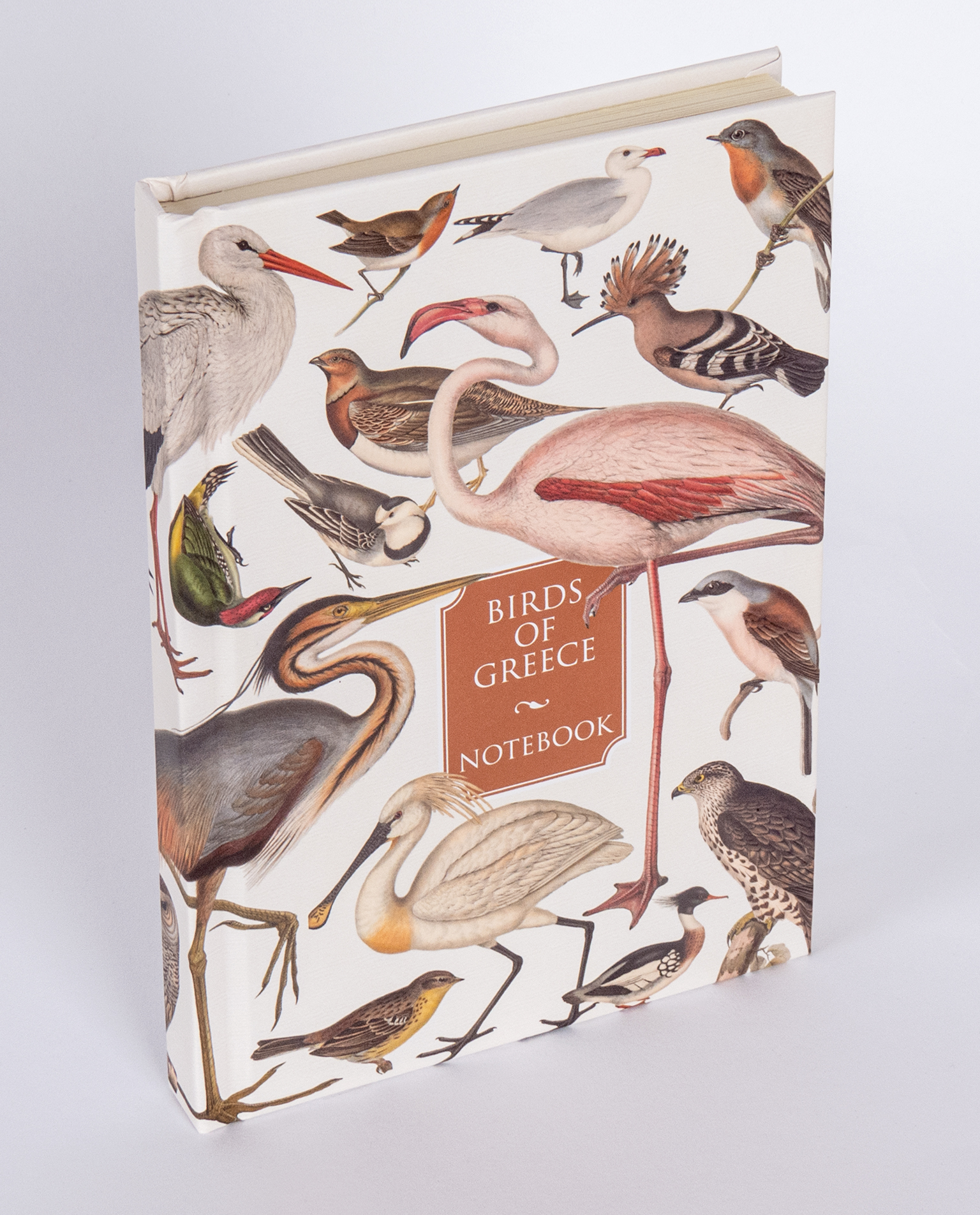Hardcover notebook with birds of Greece print | Mediterraneo