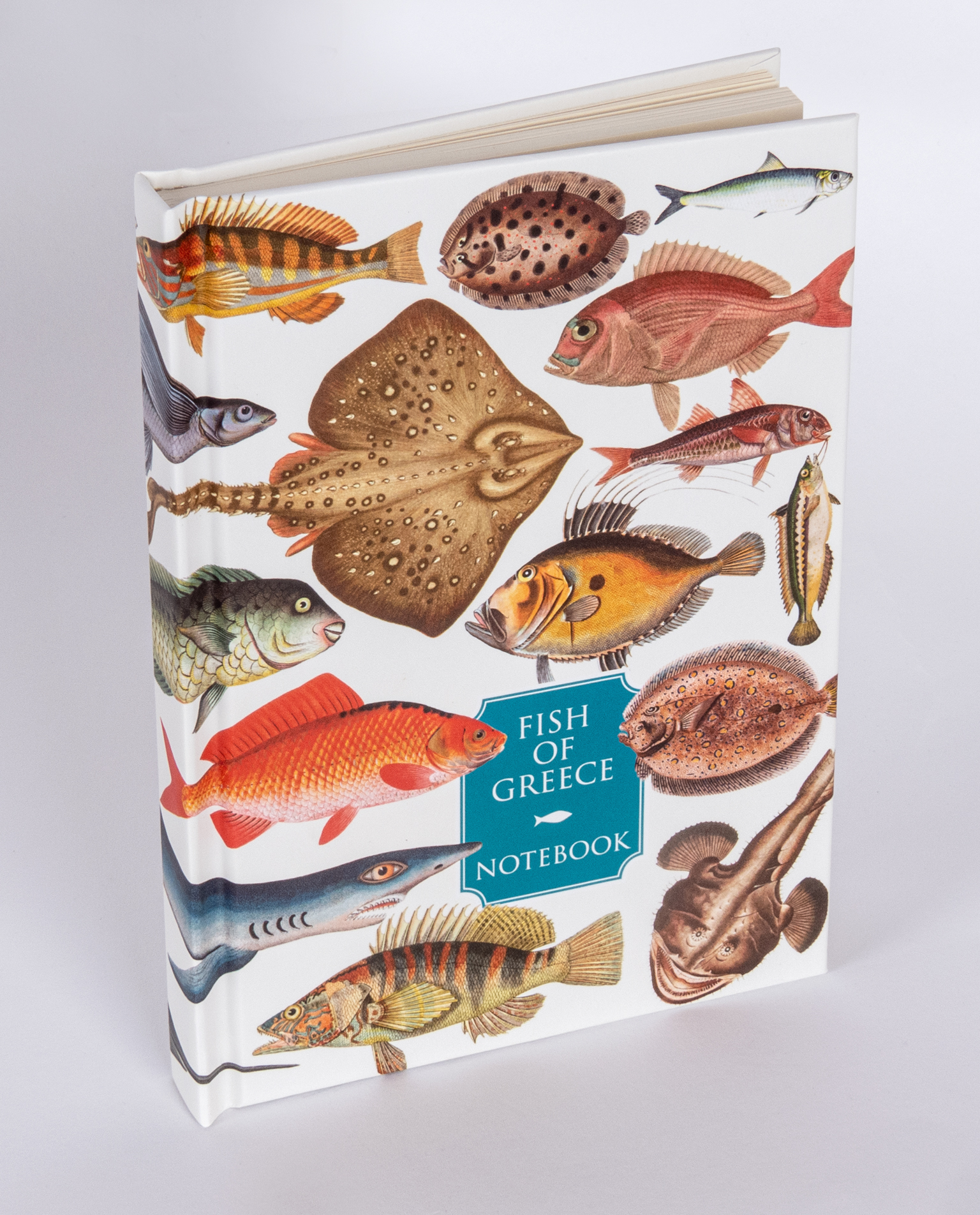 Hardcover notebook with fish of Greece print | Mediterraneo
