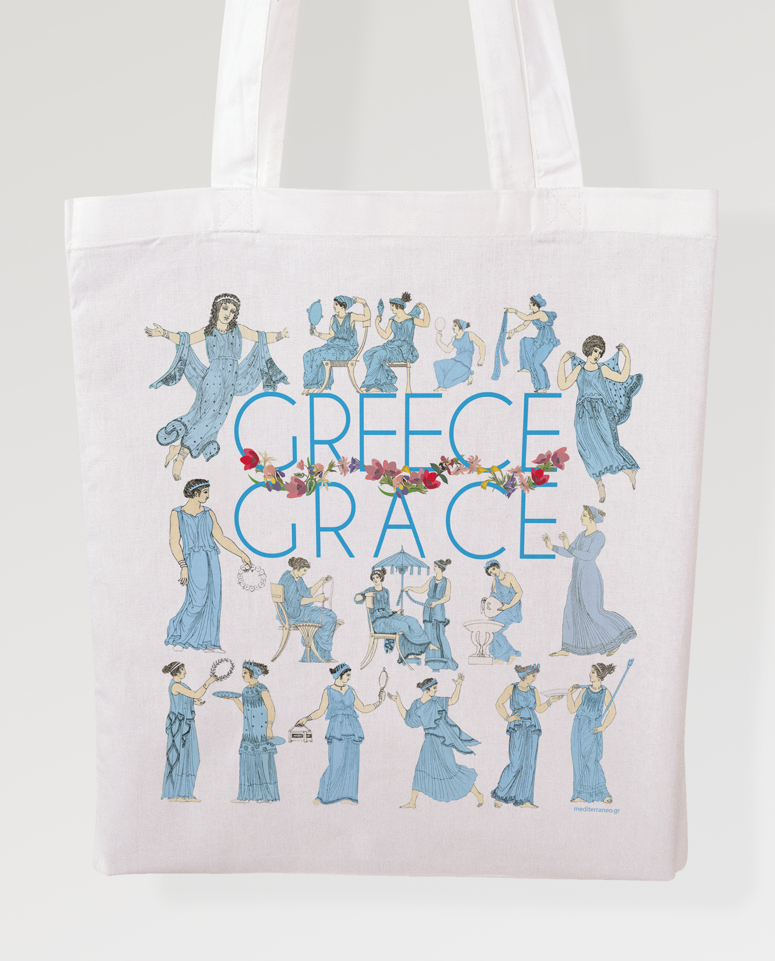 Cotton bag with Greece Grace print by Mediterraneo