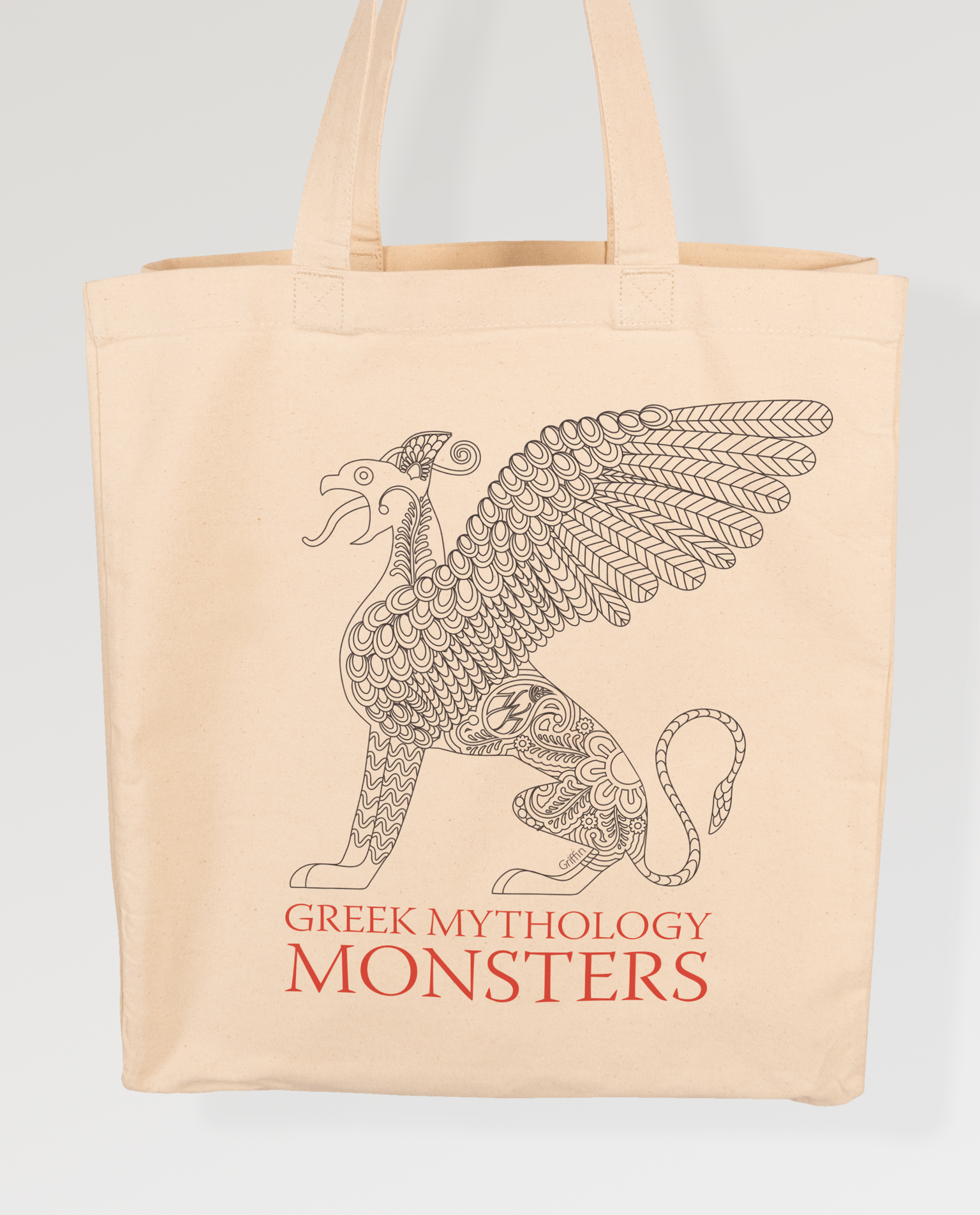 Canvas bag Mythology Monsters Griffin print by Mediterraneo