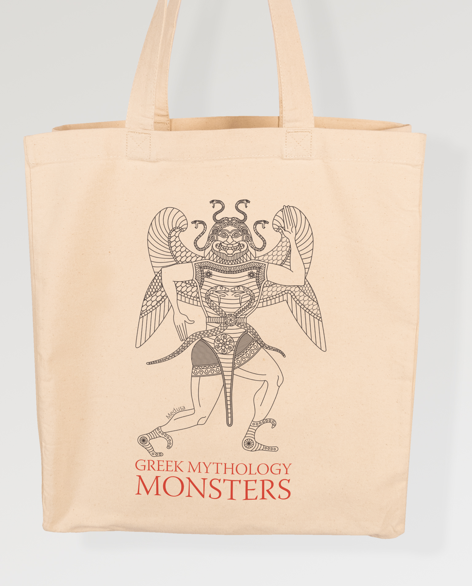 Canvas bag Greek Mythology Monsters Medusa print by Mediterraneo