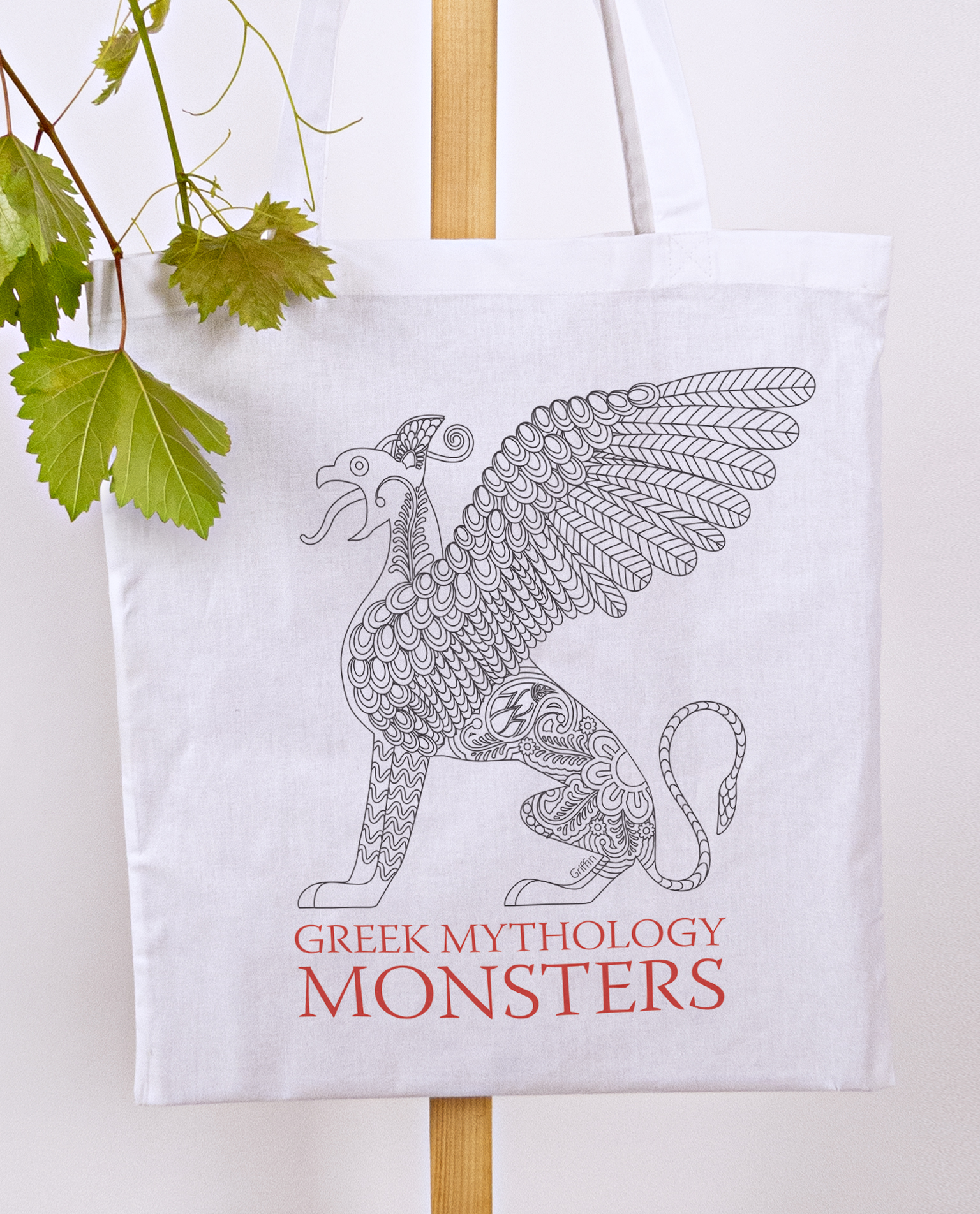 Cotton bag Mythology Monsters Griffin print by Mediterraneo