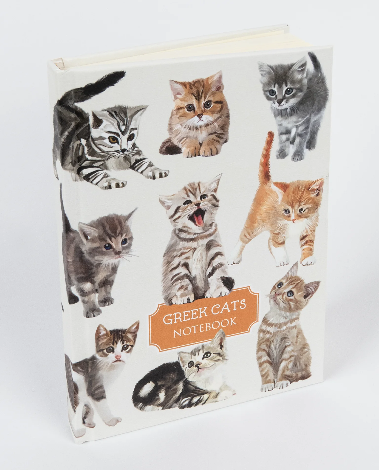 Hardcover notebook with Greek cats print | Mediterraneo